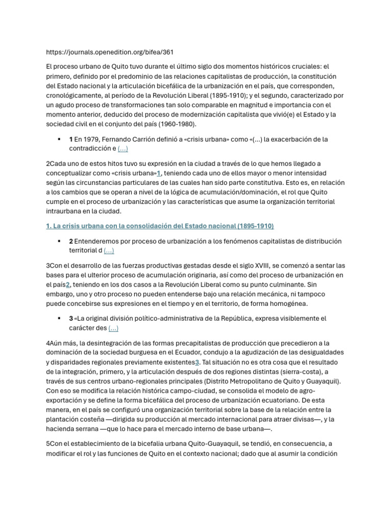 La Forma Urbana de Quito Una Historia de Centros y Periferias | PDF ...