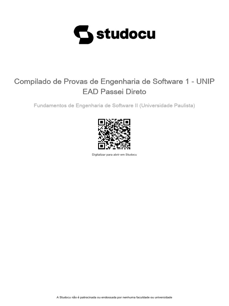 Compilado de Provas de Engenharia de Software 1 Unip Ead Passei Direto | PDF | Desenvolvimento ...