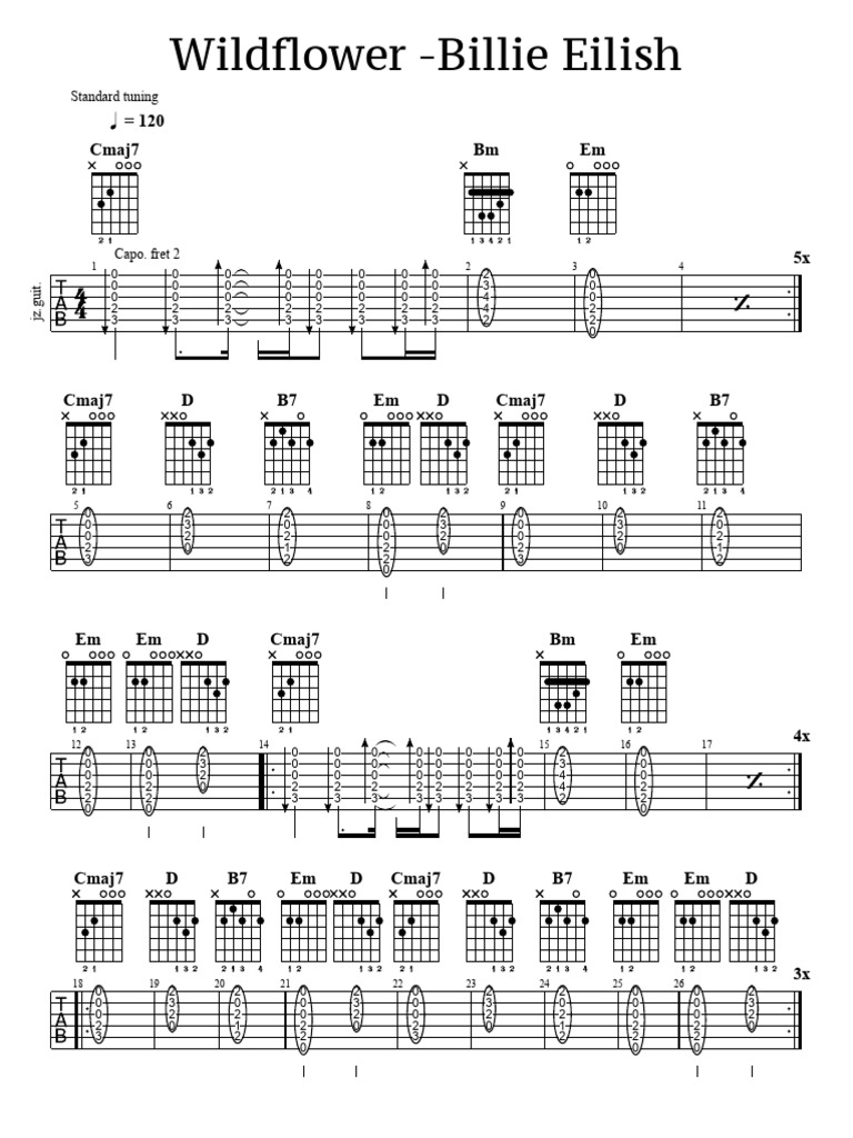 Wildflower Chords for Guitar - Billie Eilish | PDF | Music Theory ...