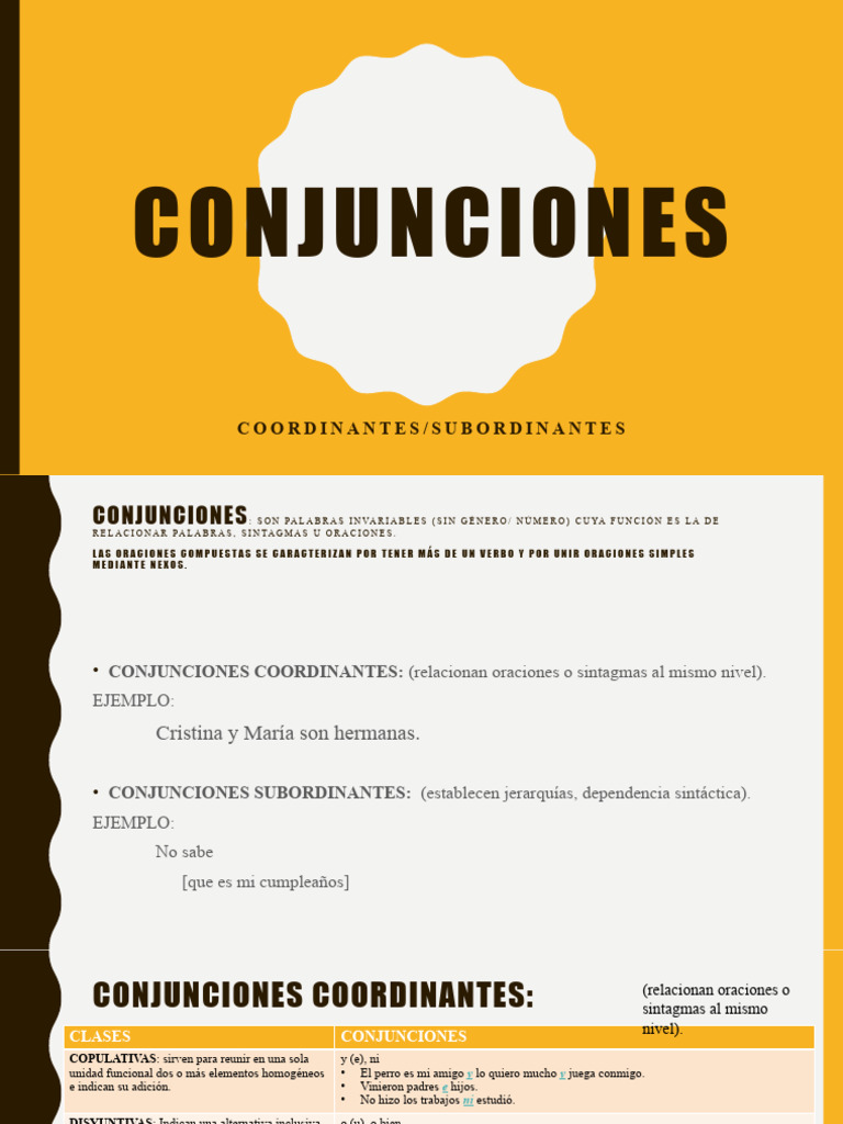 Tipos y Ejemplos de Conjunciones | PDF | Oración (Lingüística) | Gramática