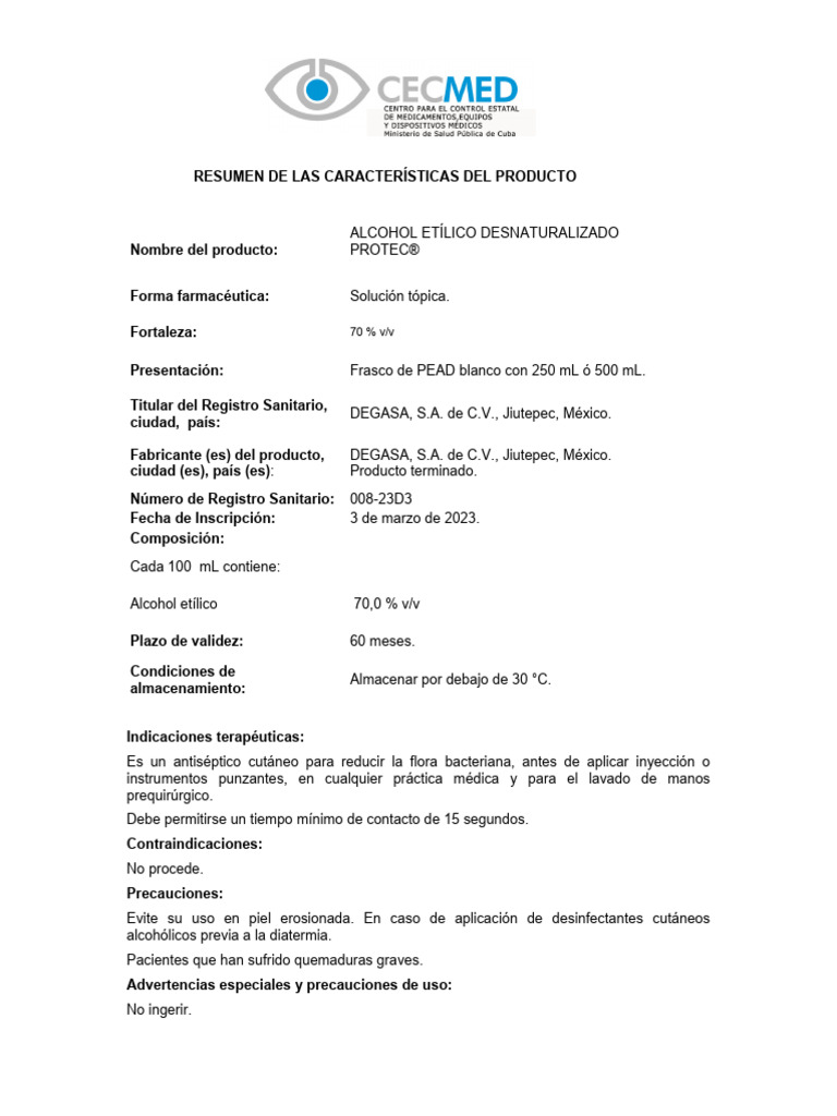 (FT Con Comp.) Alcohol Etílico (Protect) | PDF | Las bacterias | Etanol