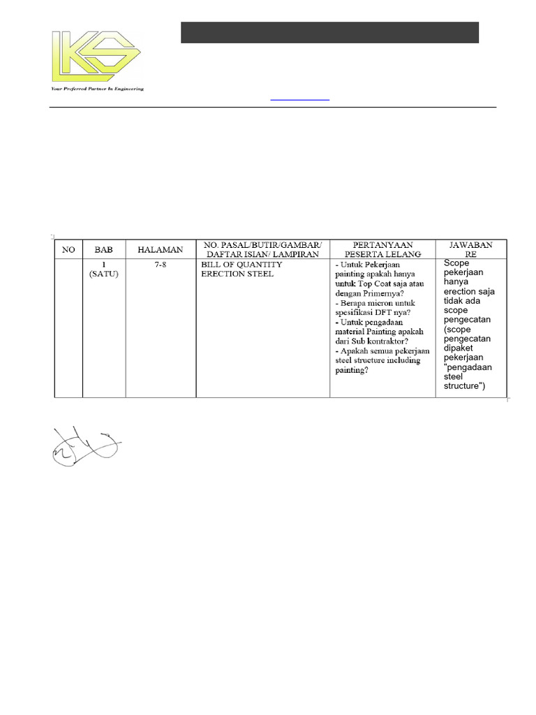FORMULIR PERTANYAAN - PT LKS (Jawaban PLN NPC) | PDF