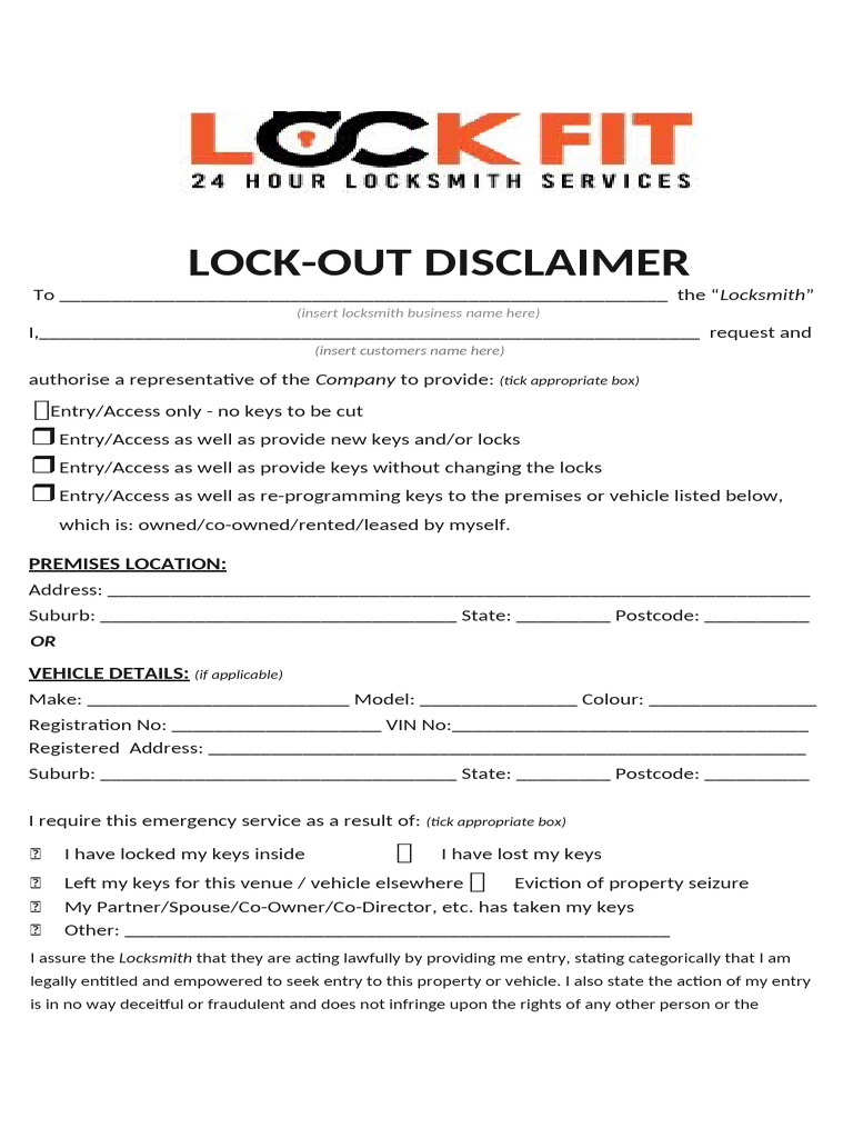 Lockout Disclaimer FINAL2 | PDF | Business