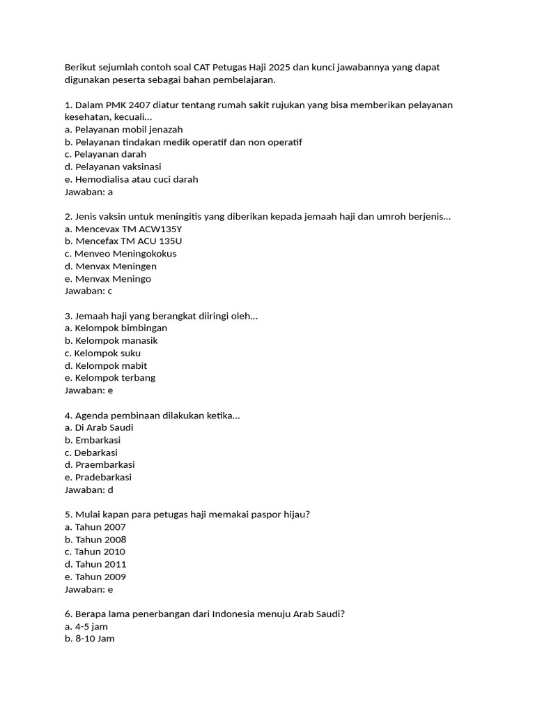 Contoh Soal CAT Petugas Haji | PDF