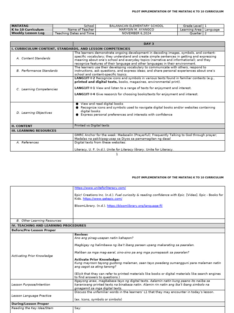 LE Q2W6 Language Redeveloped D3 | PDF | Literacy | Curriculum