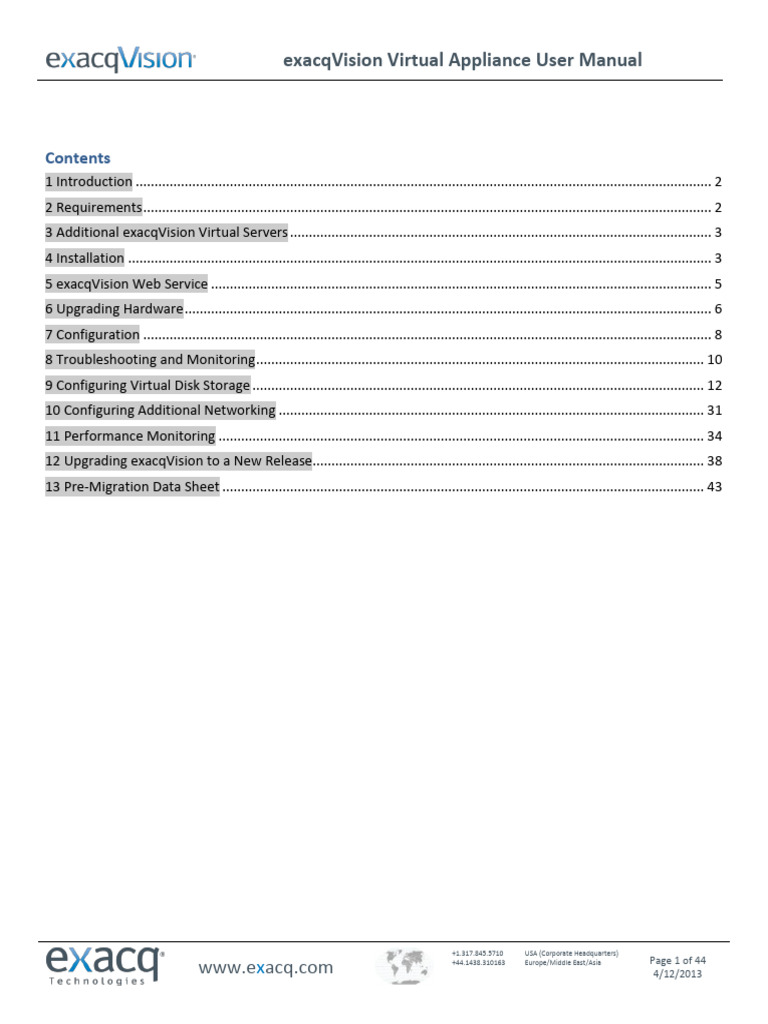 Exacqvision Virtual Appliance User Manual | PDF | Virtualization | Virtual Machine