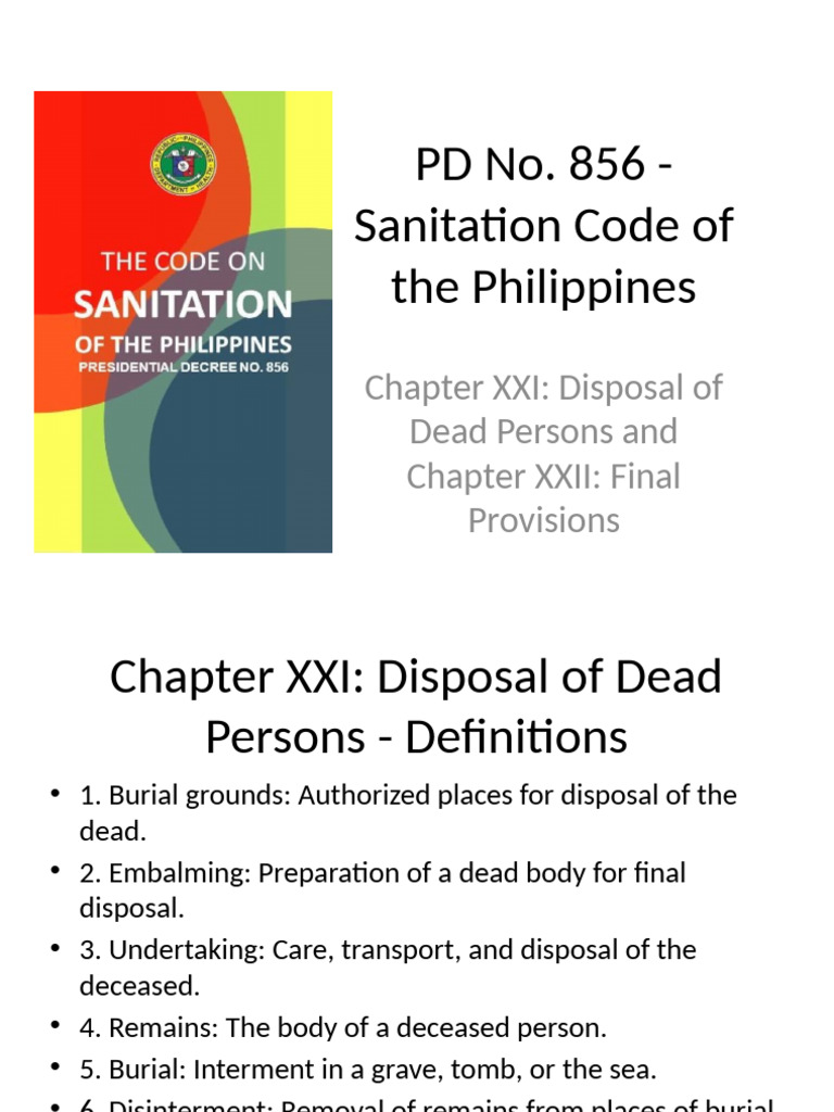 Sanitation Code: Disposal of Dead Persons | PDF | Burial | Cadaver