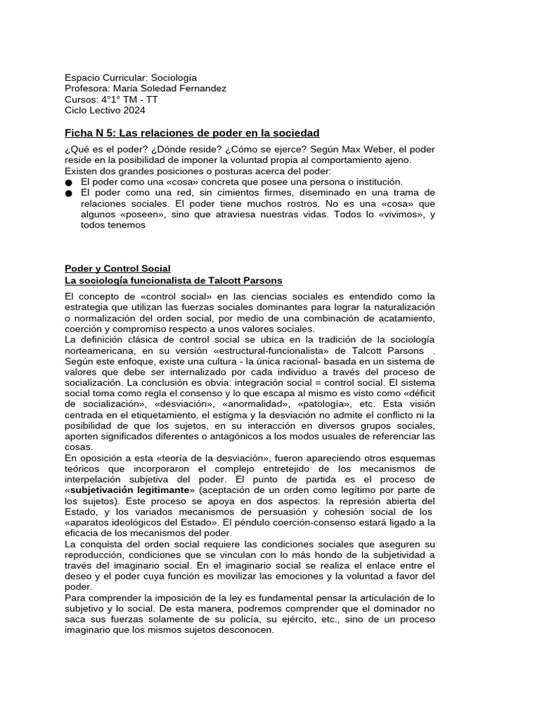 Ficha 5 El Concepto de Poder (Primera Parte) | PDF | Ideologías ...