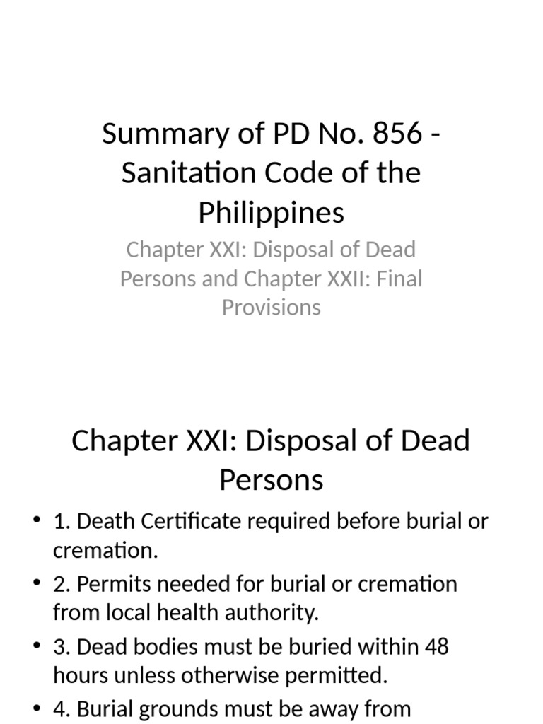 PD No 856 Summary Presentation | PDF
