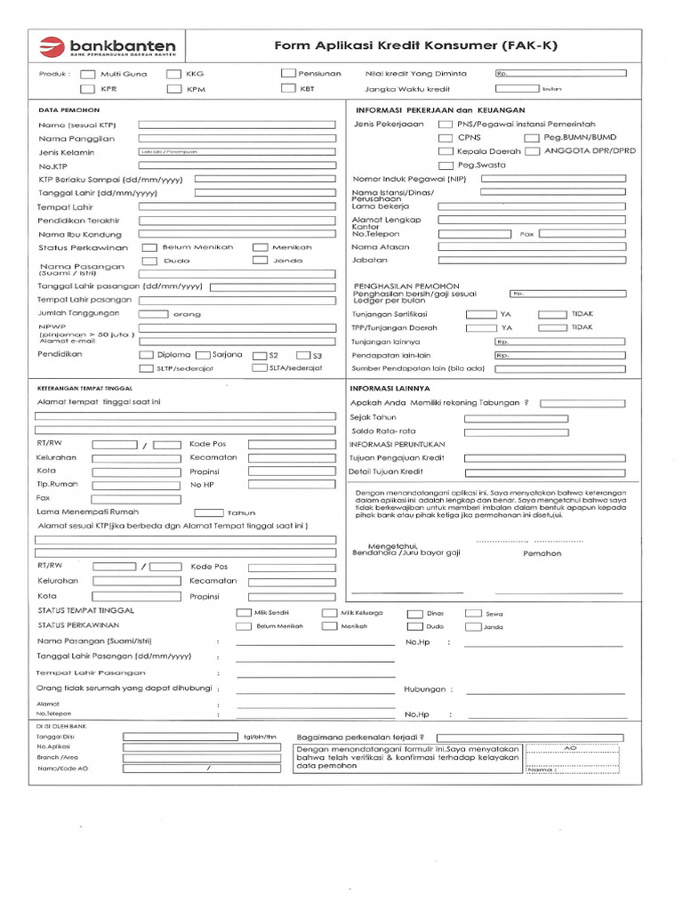 Form Aplikasi Pinjaman | PDF