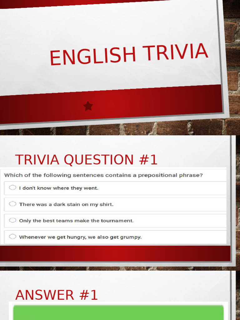English Trivia Questions | PDF