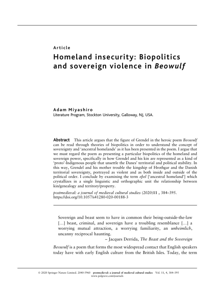 Miyashiro Beowulf Biopolitics | PDF | Beowulf | Runes