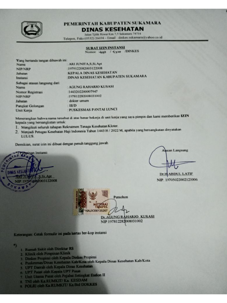 Surat Ijin Instansi Tkhi | PDF