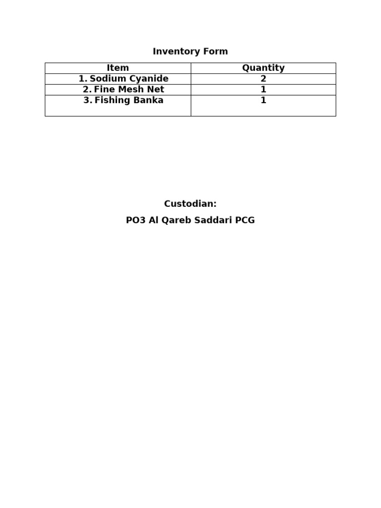 Inventory Form | PDF