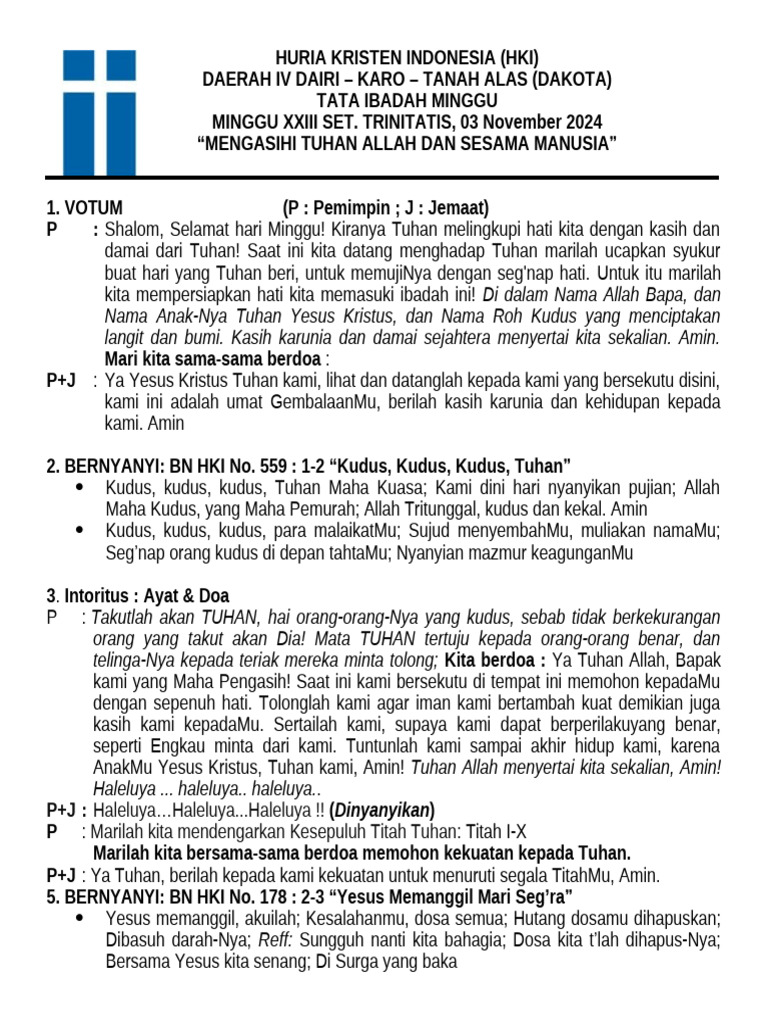 Tatib Minggu Xxiii Set Trinitatis 2024 | PDF