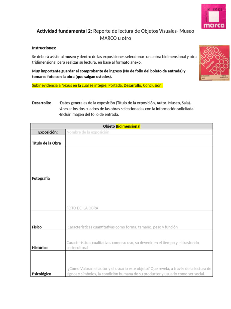 Actividad Fundamental 2:: Reporte de Lectura de Objetos Visuales-Museo MARCO U Otro | PDF | Los ...
