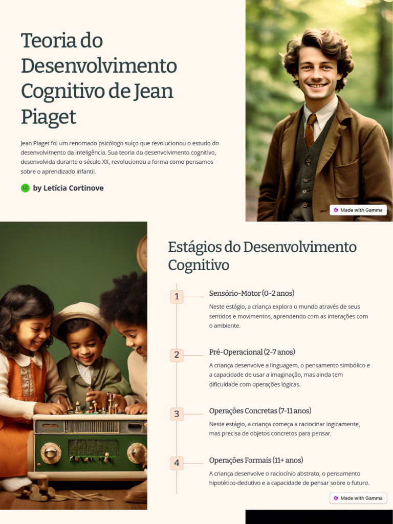 Teoria Do Desenvolvimento Cognitivo de Jean Piaget | PDF | Aprendizado | Pensamento