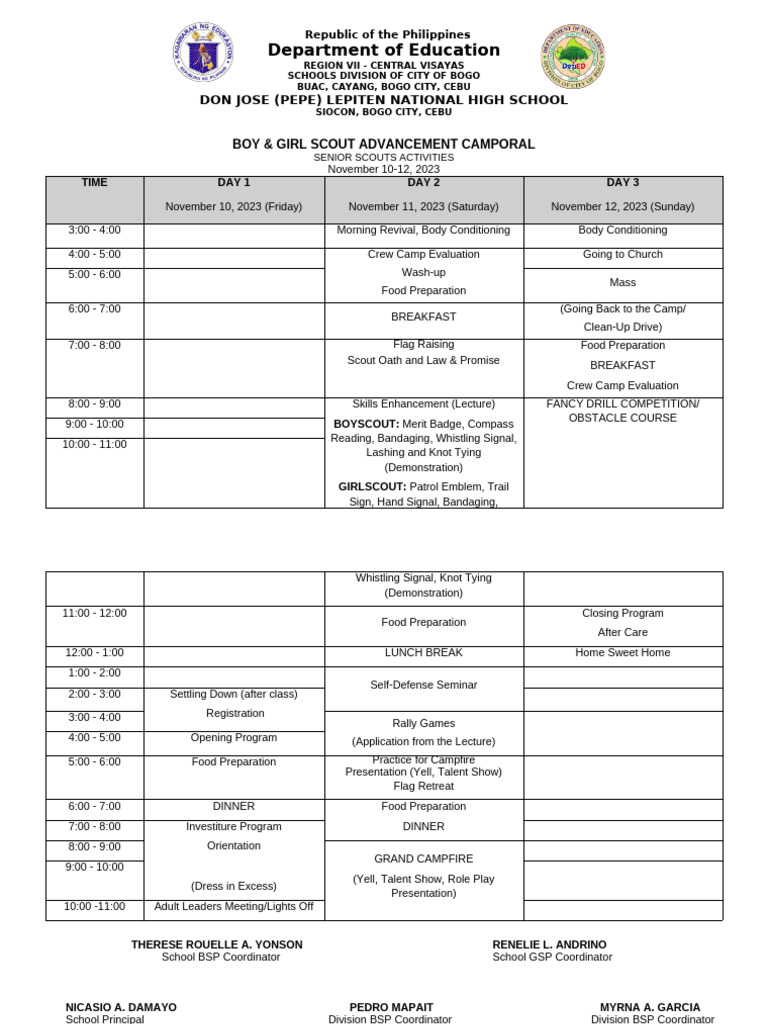 BSP Matrix 2023 | PDF | Scouting | Youth Organizations