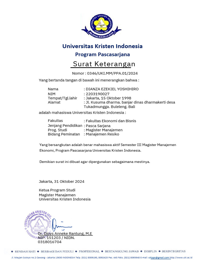 0346 Surat Keterangan Aktif Mahasiswa PDF | PDF