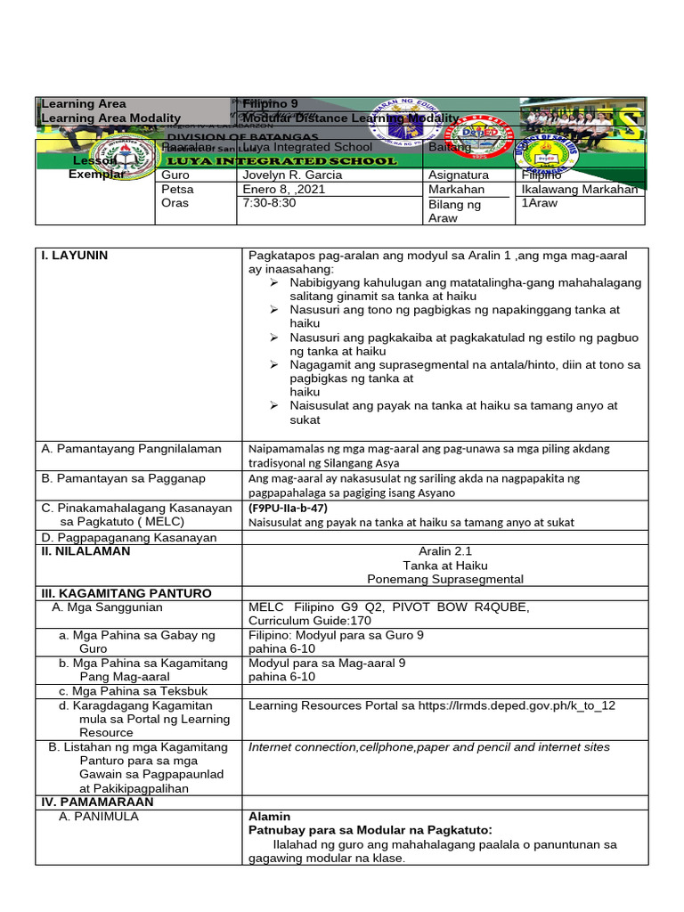 Jovy 2nd Plan Observation g9 | PDF