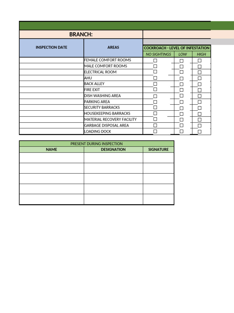 Walk Thru Inspection Template | PDF | Pest Control | Pest (Organism)
