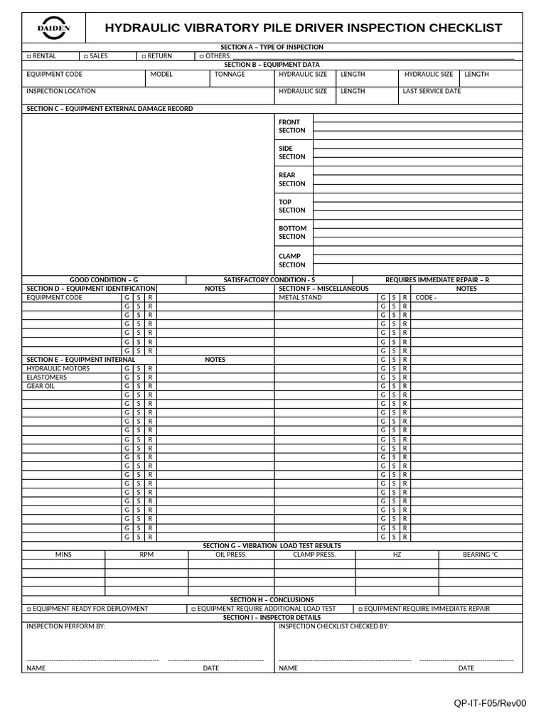 Hydraulic Pile Driver Inspection | PDF | Automotive Industry ...