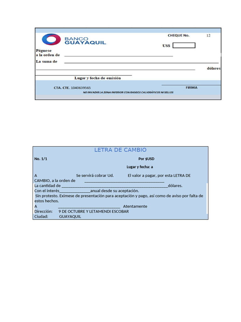 LETRA - DE - CAMBIO y Cheque | PDF | Derecho
