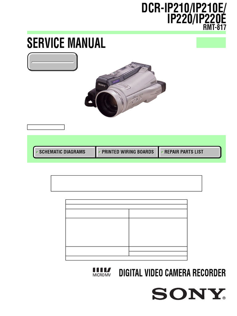 Sony Dcr-Ip210 Ip220 Level3 Ver1.0 | PDF | Soldering | Printed Circuit Board