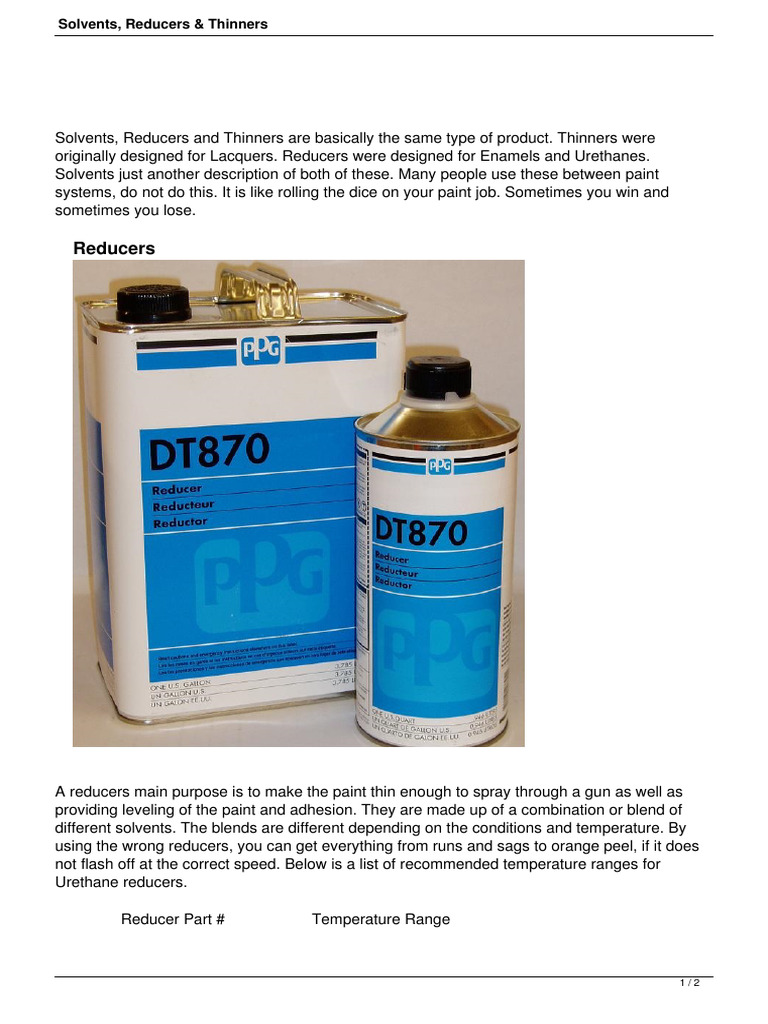 Solvents Reducers A Thinners | PDF | Home & Garden