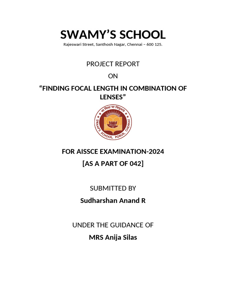 Focal Length Project Report 2024 | PDF