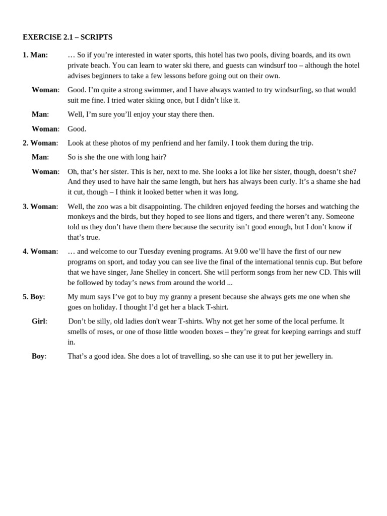 Exercise 2.1 Scripts | PDF