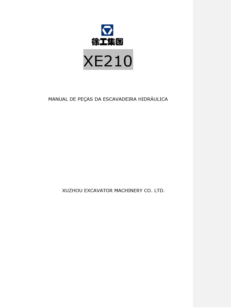 Catalogo Pecas XCMG Escavadeira XE210 | PDF | Parafuso | Válvula