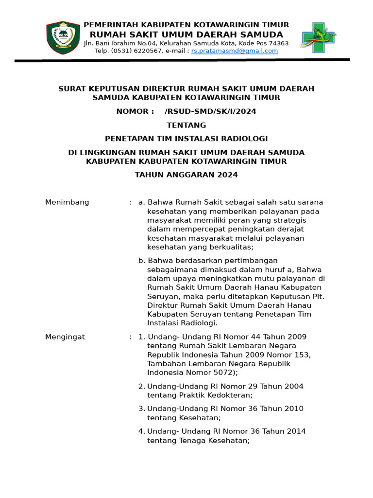 SK Penetapan TIM RAD | PDF | Pengembangan Diri