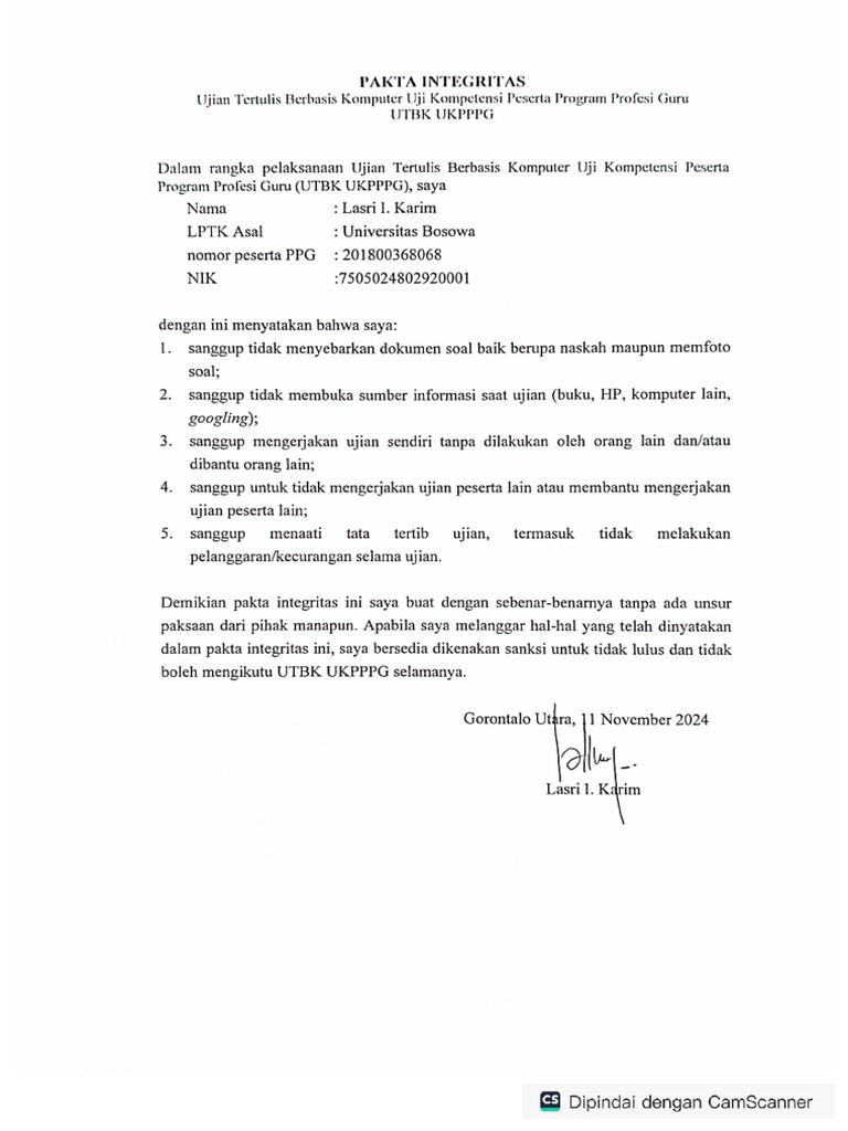 Fakta Integritas (Lasri I. Karim) | PDF