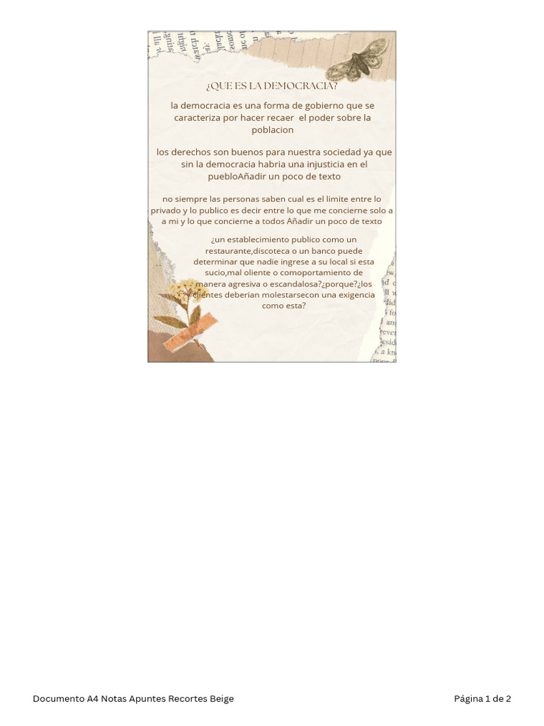 Documento A4 Notas Apuntes Recortes Beige | PDF