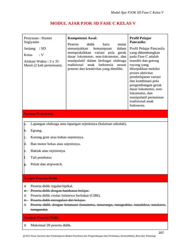 09 Modul Ajar Permainan Tradisional - 27!07!2021 | PDF