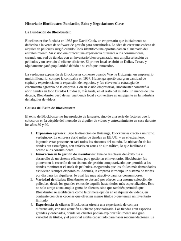 Historia de Blockbuster | PDF | Negocios económicos | Business
