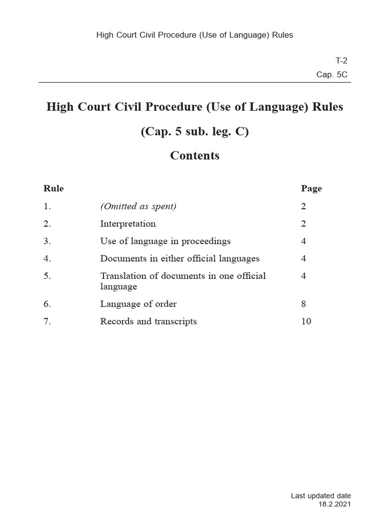 High Court Language Use Rules Overview | PDF | Judge | Common Law