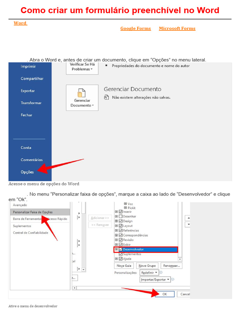 Criando Formulário Preenchível no Word | PDF | Programas | Informática
