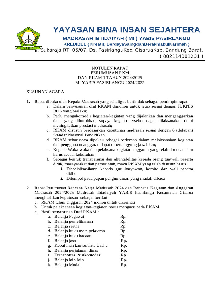 No 1.a Dokumen Rapat Penyusunan Rkm-Rkam | PDF