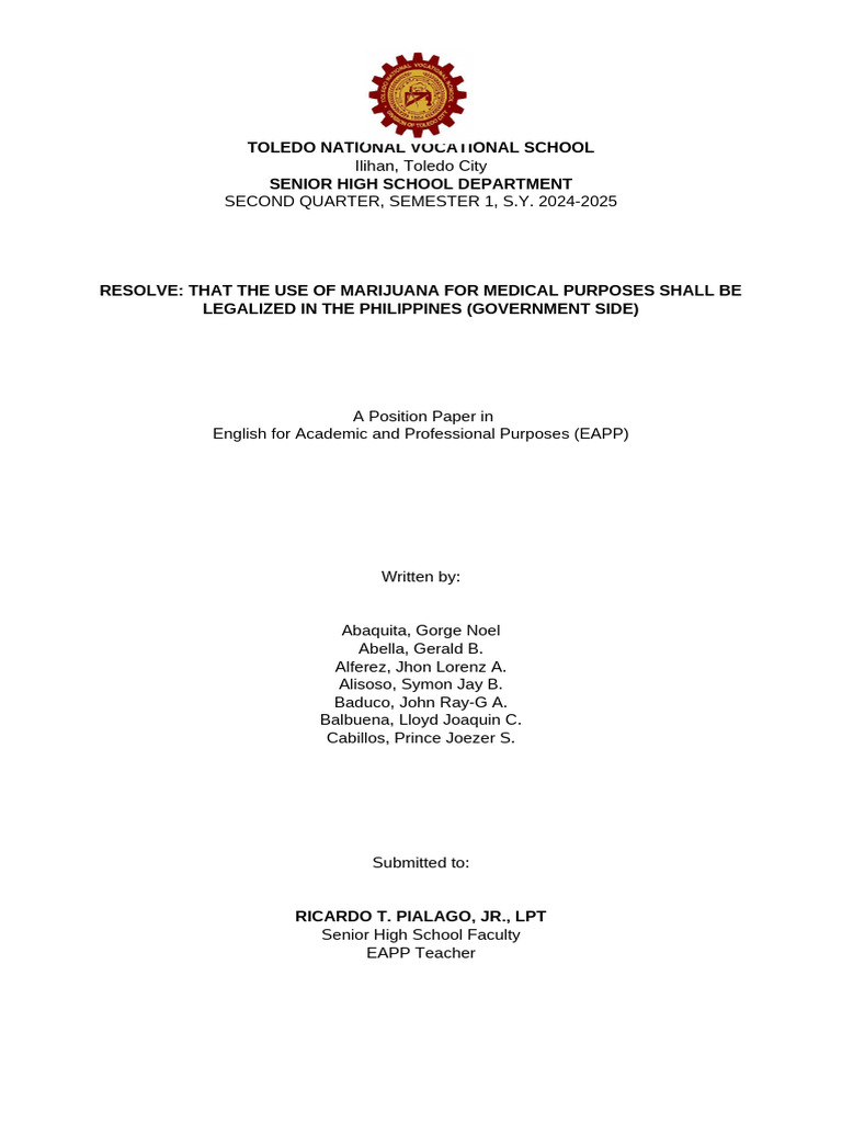 Position-Paper Template | PDF | Cannabis (Drug) | Recreational Drug Use