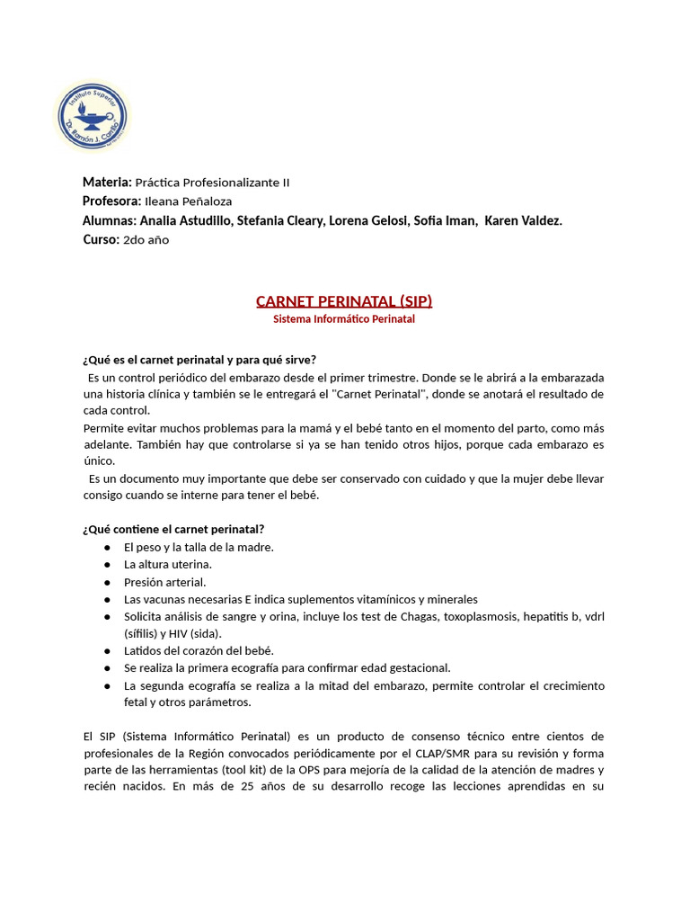 Carnet Perinatal !! | PDF | El embarazo | Hospital