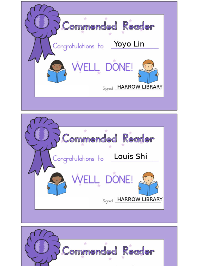 Library Star 奖状 | PDF