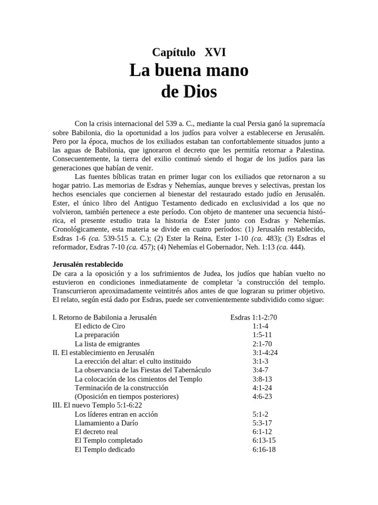Capítulo 16 La Buena Mano de Dios | PDF | Esther | Templo en jerusalén