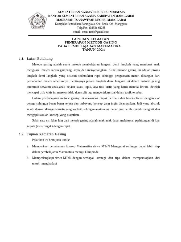 Laporan Metode Gasing Pembelajaran Matematika | PDF