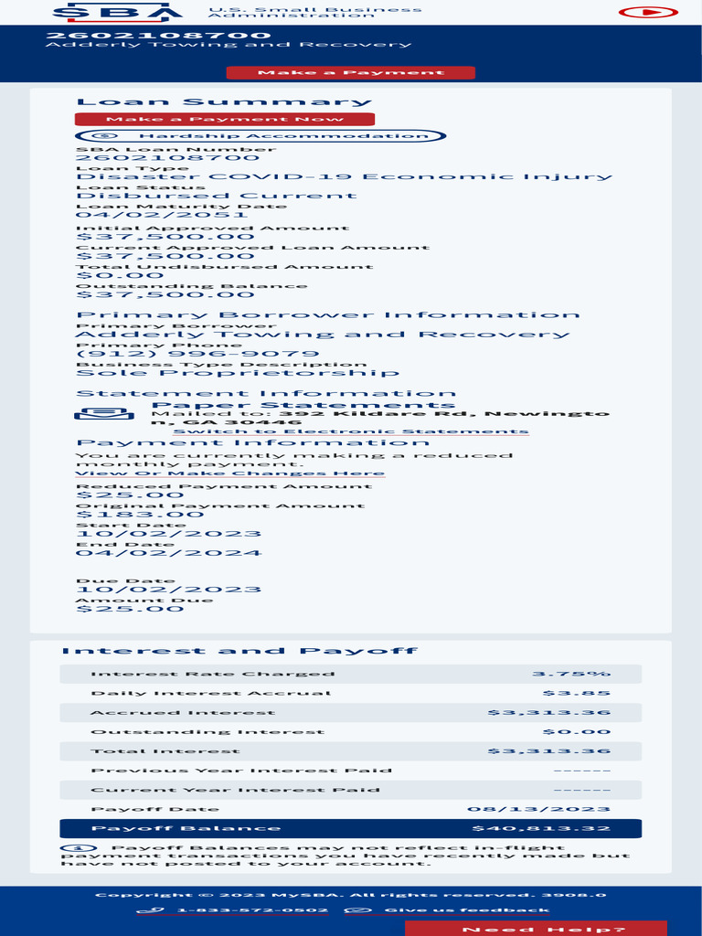 MySBA Account Payment Summary | PDF | Finance & Money Management