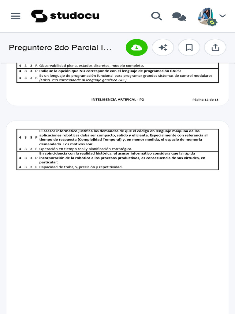 Preguntero 2do Parcial IA (Sirve) - 3 1 0 P Un Modelo Básico de Aprendizaje Por Refuerzo Debe ...
