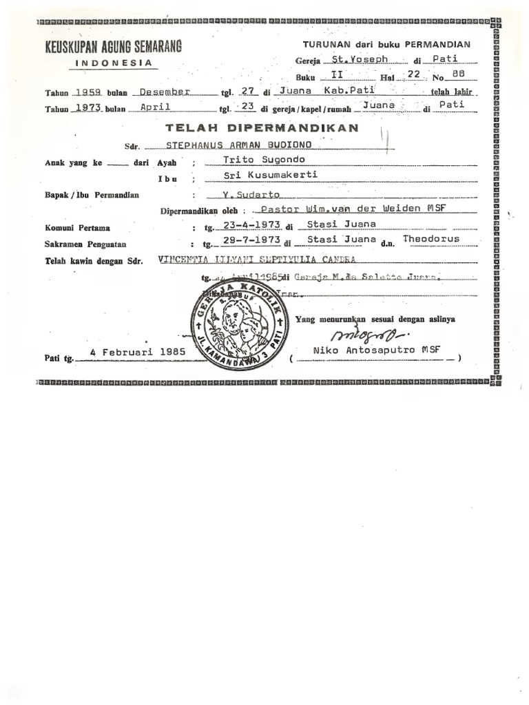 Chan - Surat Baptis Arman & Lily | PDF