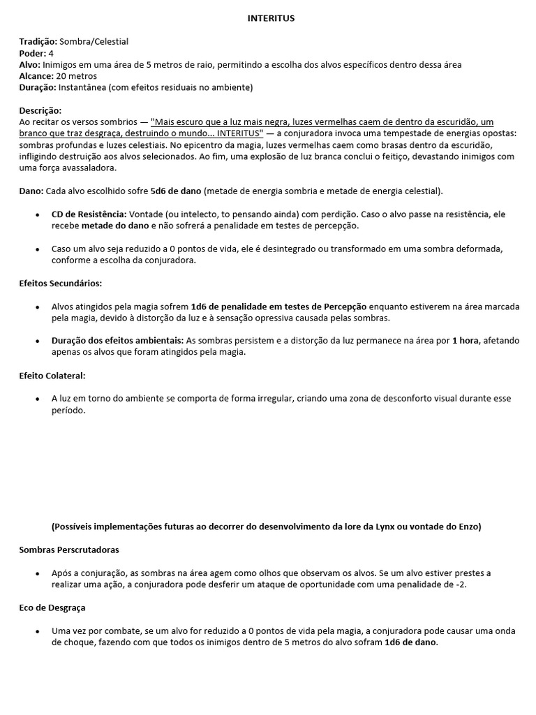 INTERITUS (HomeBrew de Shadow of The Demon Lord) | PDF