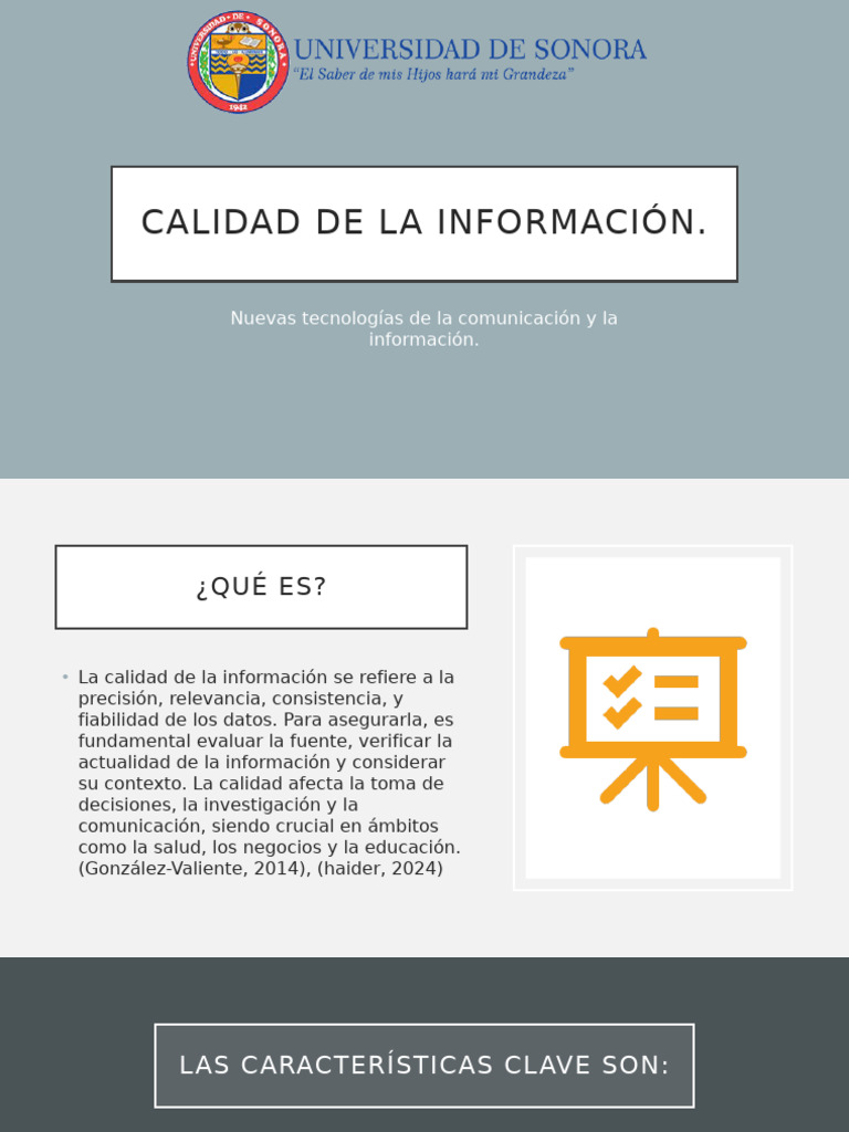 Calidad de Información: Claves y Relevancia | PDF